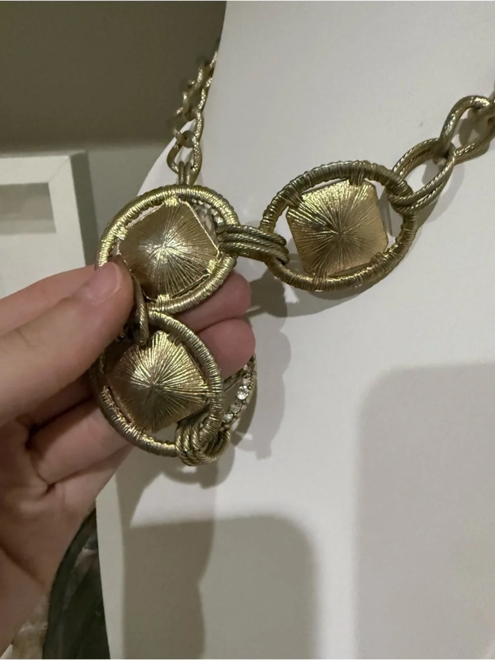 Jewelry | Chunky Gold Tone And Clear Stone Statement Necklace | Poshmark